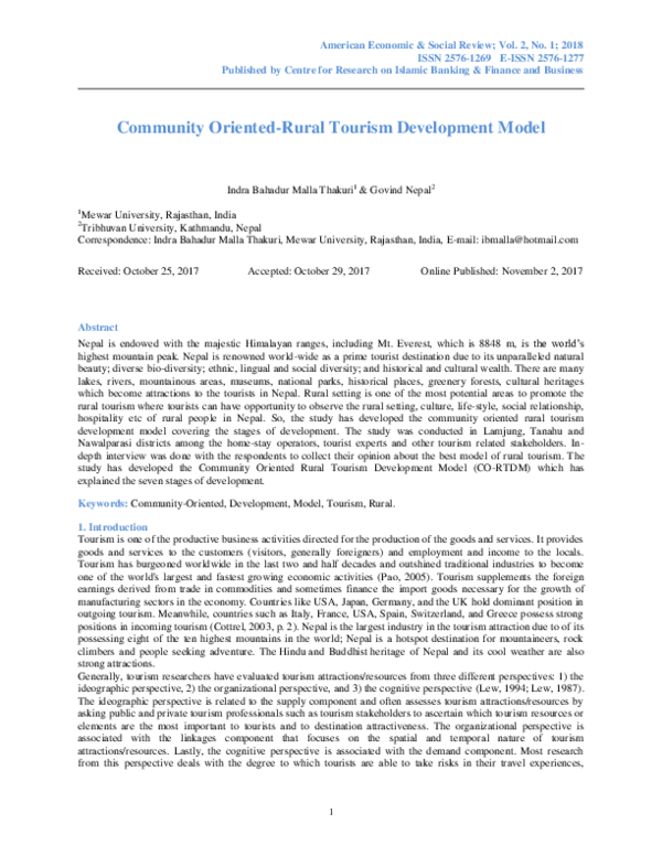(PDF) Community Oriented-Rural Tourism Development Model