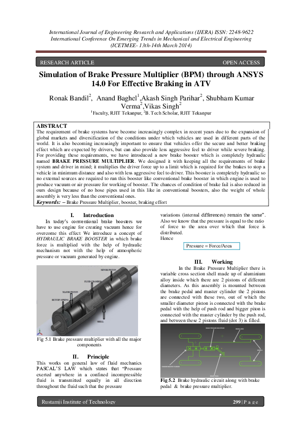 (PDF) Simulation of Brake Pressure Multiplier (BPM) through ANSYS 14.0 ...