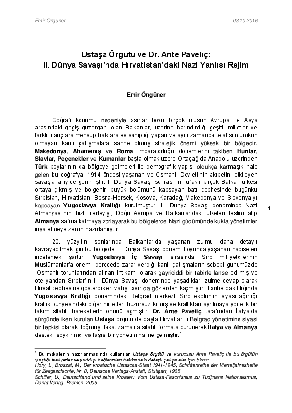 (PDF) Ustaşa Örgütü ve Dr. Ante Paveliç: II. Dünya Savaşı'nda ...