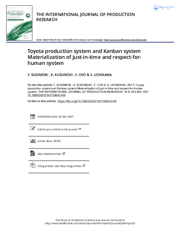 (PDF) THE INTERNATIONAL JOURNAL OF PRODUCTION RESEARCH Toyota ...