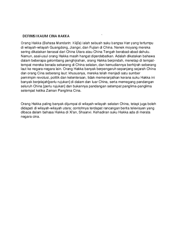 (DOC) DEFINISI KAUM CINA HAKKA ` | syaz wani - Academia.edu