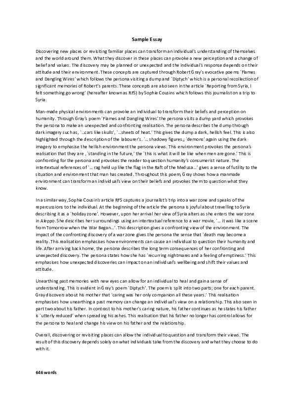 (DOC) Sample Essay