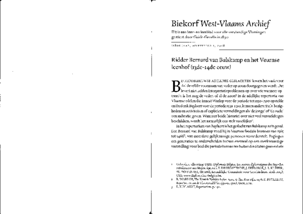 (PDF) Ridder Bernard van Bulskamp en het Veurnse leenhof (13de-14de ...