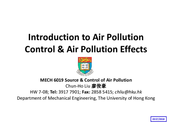 (PDF) Introduction to Air Pollution Control & Air Pollution Effects