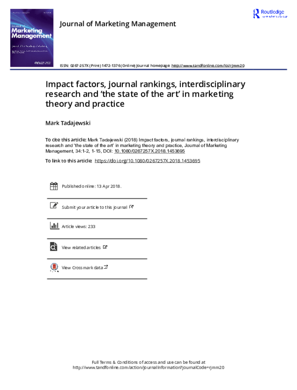 (PDF) Impact factors, journal rankings, interdisciplinary research and ...