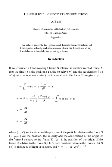 (PDF) Generalized Lorentz Transformations