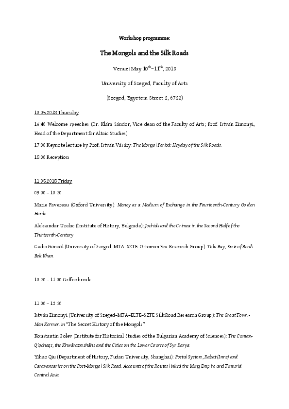 (PDF) The Mongols and the Silk Roads