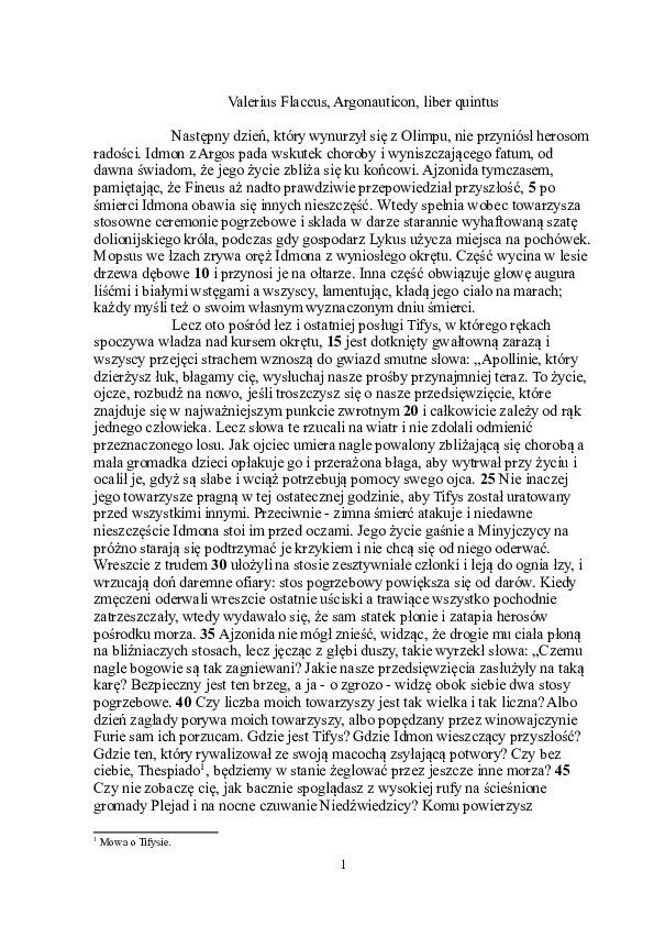 (DOC) Valerius Flaccus, Argonauticon liber quintus