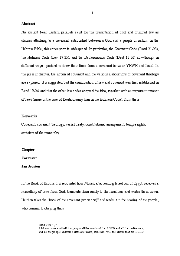 (PDF) Covenant & Law in the Hebrew Bible