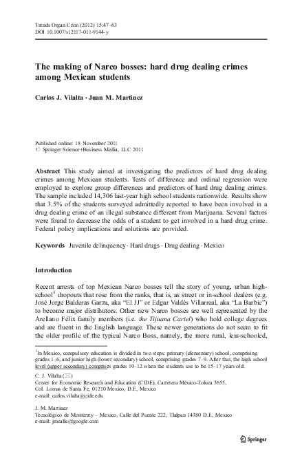 (PDF) The making of Narco bosses: hard drug dealing crimes among ...