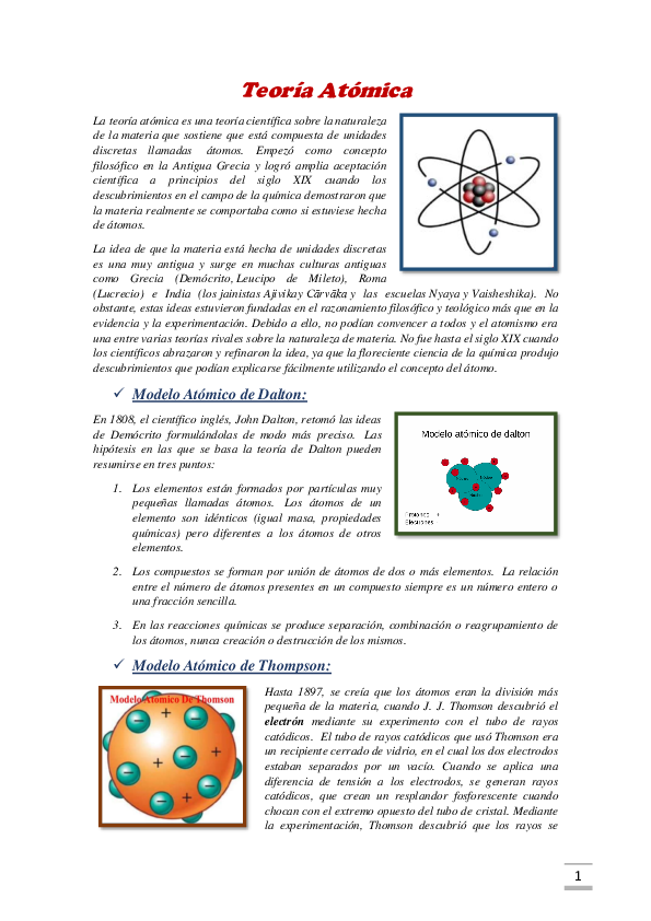 (DOC) Teoría Atómica