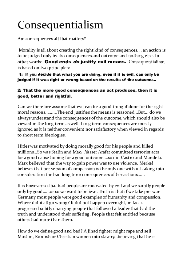 Consequentialism Are consequences all that matters