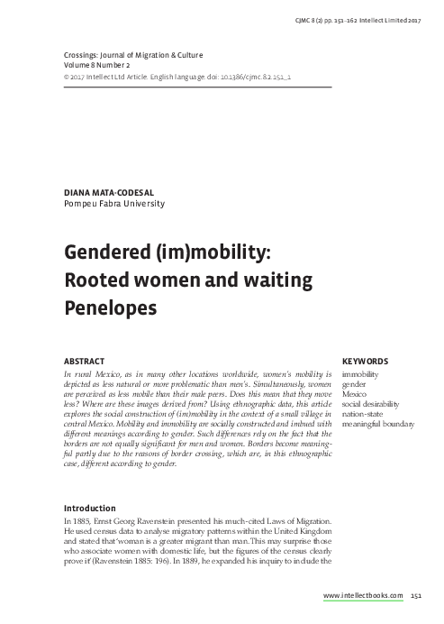(PDF) Gendered (Im)mobility: Rooted Women and Waiting Penelopes