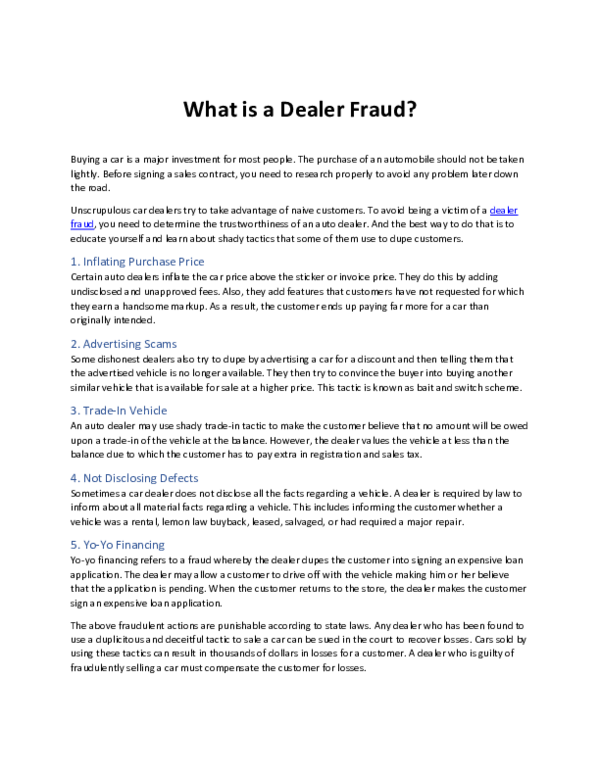 (DOC) What is a Dealer Fraud
