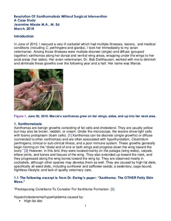 (PDF) Resolution Of Xanthomatosis in Birds Without Surgical ...
