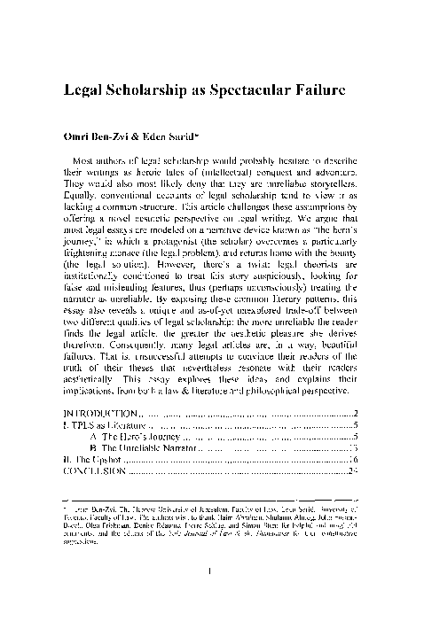 (PDF) Legal Scholarship as Spectacular Failure