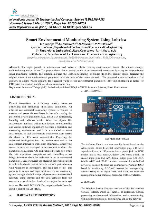 (PDF) Smart Environmental Monitoring System Using Labview