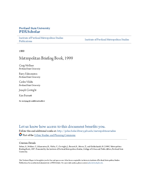 (PDF) Metropolitan briefing book, 1999