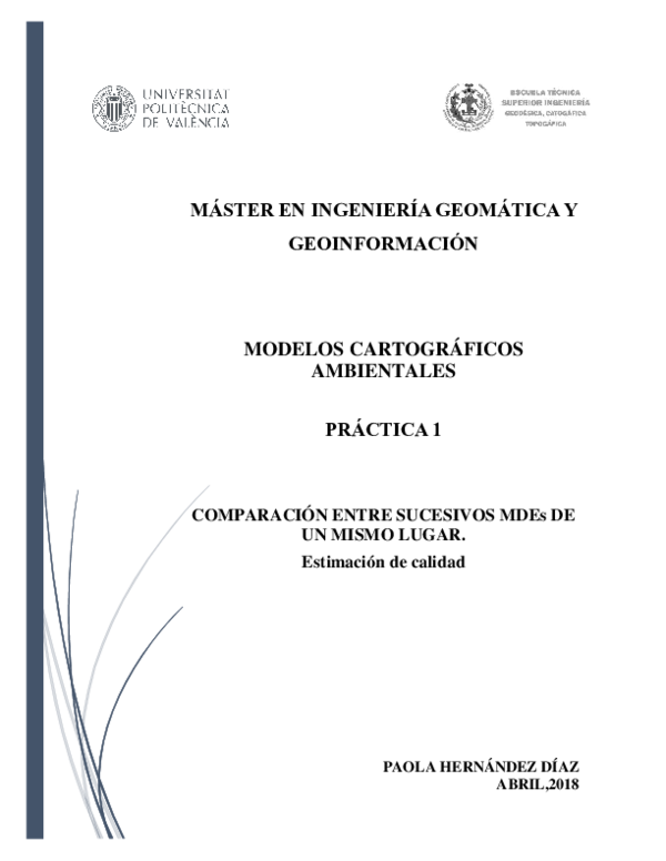 (PDF) MÁSTER EN INGENIERÍA GEOMÁTICA Y GEOINFORMACIÓN MODELOS CARTOGRÁFICOS AMBIENTALES PRÁCTICA 1