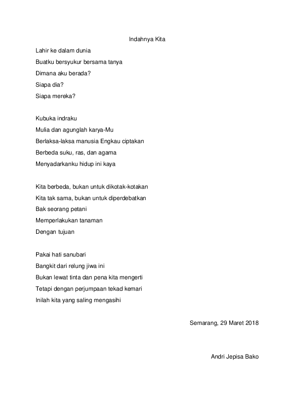 (DOC) Puisi - Indahnya Kita