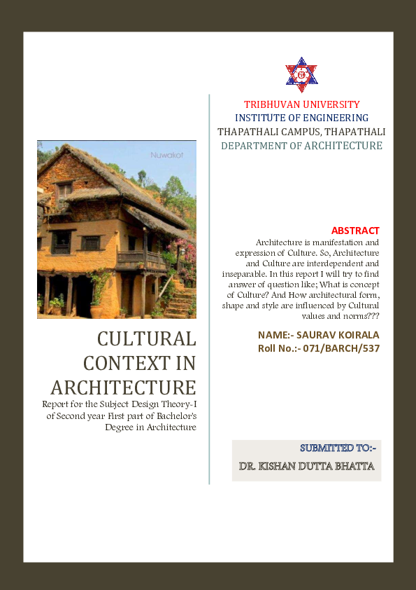 (PDF) Cultural Context in Architecture
