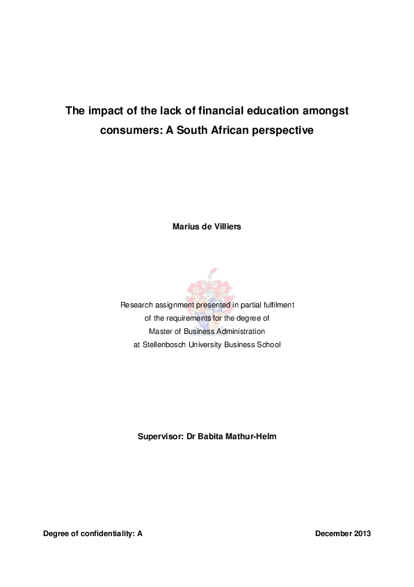 (PDF) The impact of the lack of financial education amongst consumers ...