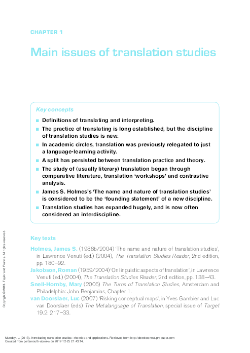 (PDF) Main issues of translation studies
