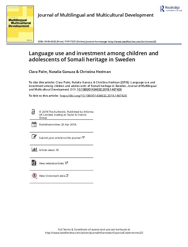 (PDF) Language use and investment among children and adolescents of ...
