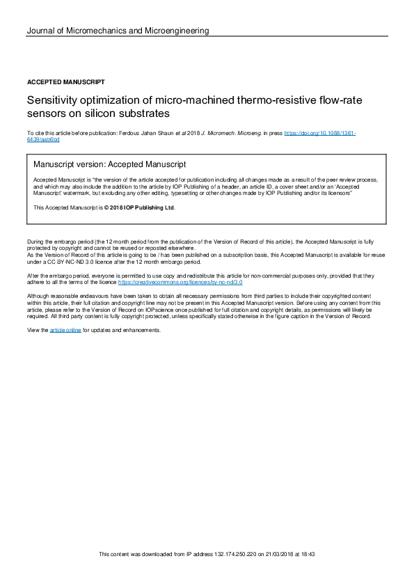 (PDF) Sensitivity optimization of micro-machined thermo-resistive flow ...