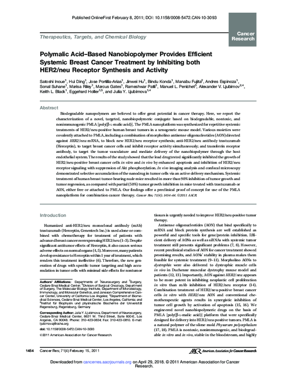 Polymalic Acid-Based Nanobiopolymer Provides Efficient Systemic Breast ...