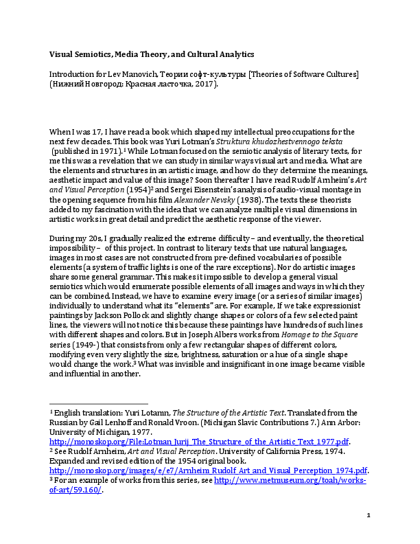 (PDF) Visual Semiotics, Media Theory, and Cultural Analytics
