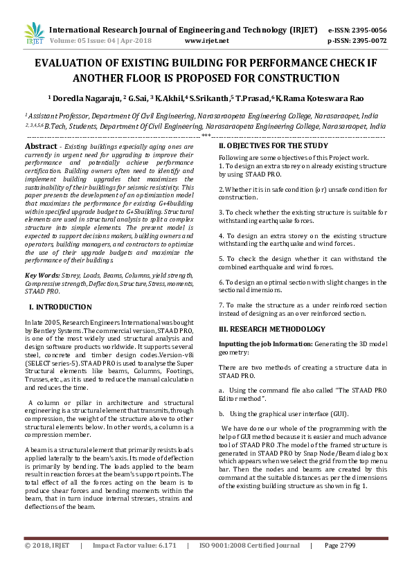 (PDF) EVALUATION OF EXISTING BUILDING FOR PERFORMANCE CHECK IF ANOTHER ...