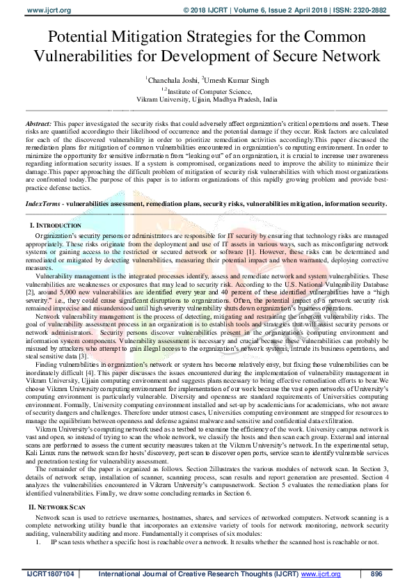 (PDF) Potential Mitigation Strategies for the Common Vulnerabilities for Development of Secure ...