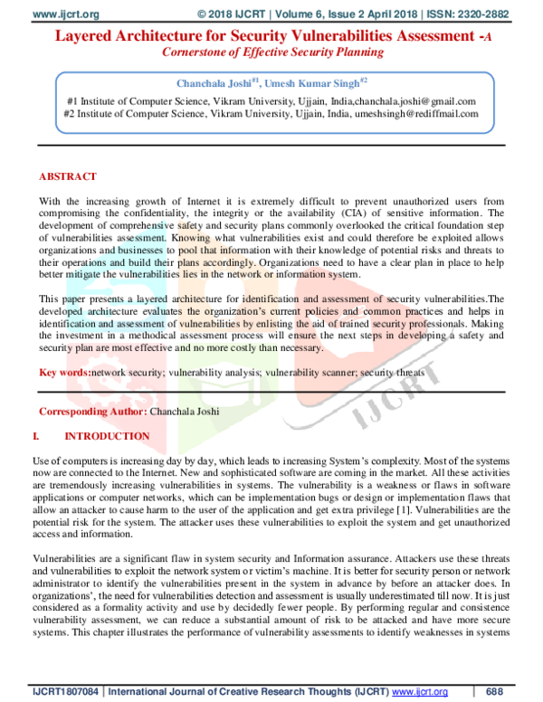 (PDF) Layered Architecture for Security Vulnerabilities Assessment -A ...