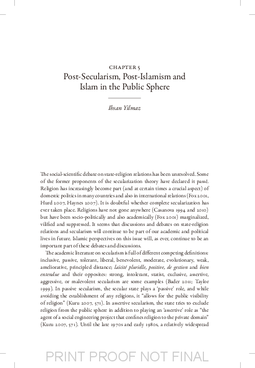 (PDF) Post-Secularism, Post-Islamism and Islam in the Public Sphere