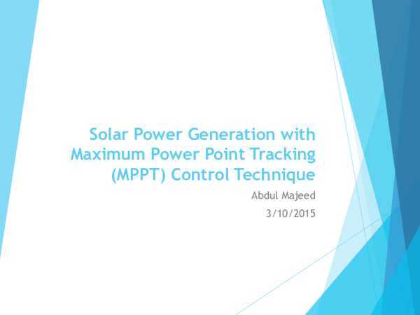 (PDF) Solar Power Generation with Maximum Power Point Tracking (MPPT ...