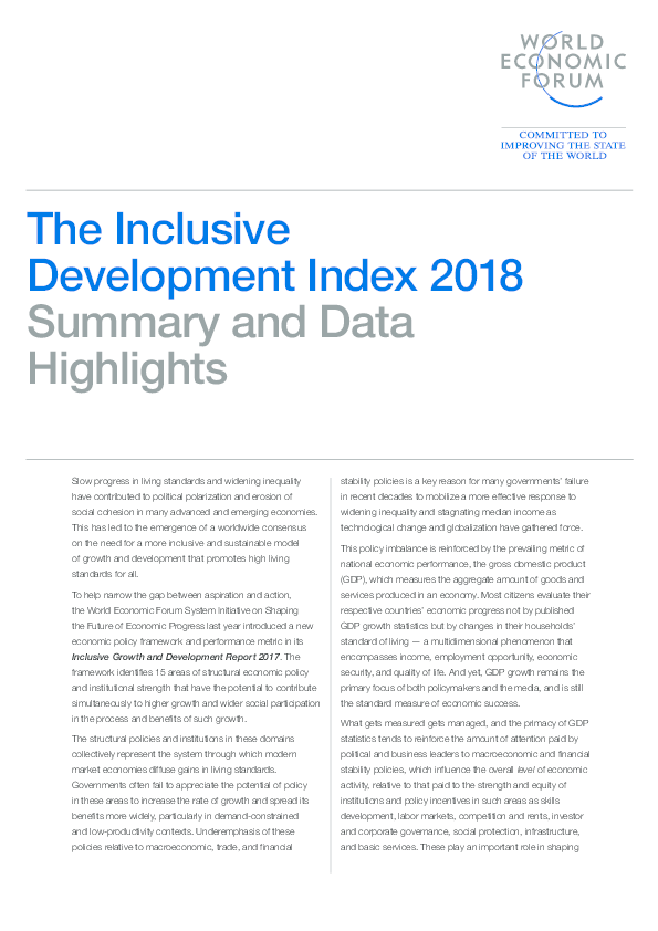 (PDF) The Inclusive Development Index 2018 Summary and Data Highlights