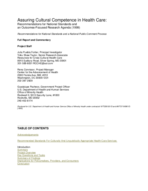 (PDF) Assuring Cultural Competence in Health Care