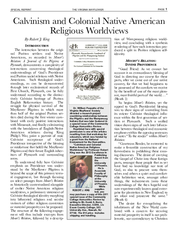 (PDF) Calvinismand Colonial Native American Religious Worldviews