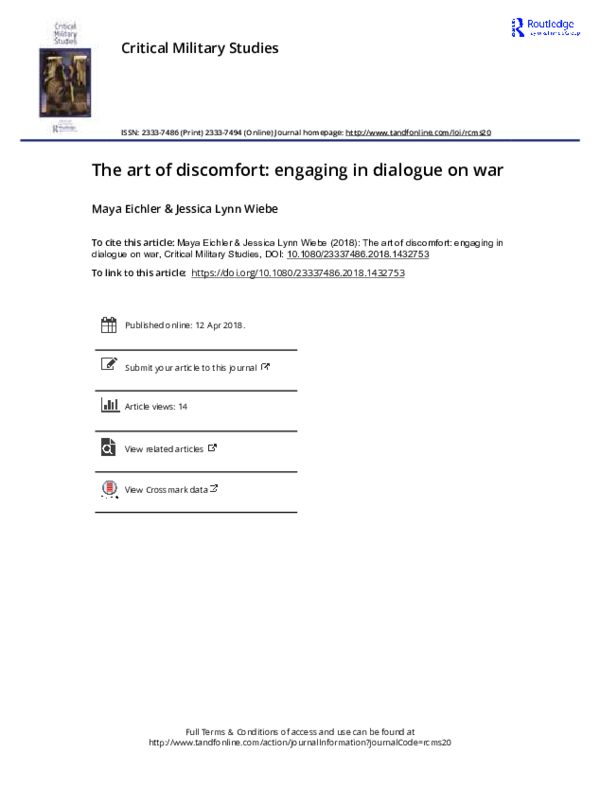 (PDF) The art of discomfort: engaging in dialogue on war