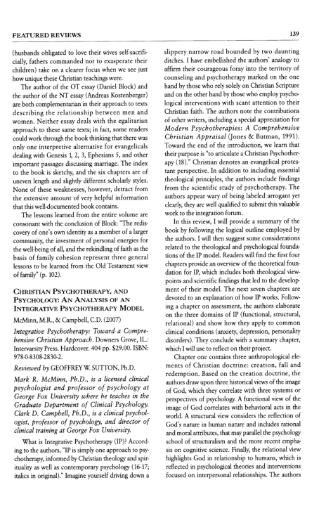 (PDF) Christian Psychotherapy, and Psychology: An Analysis of an ...