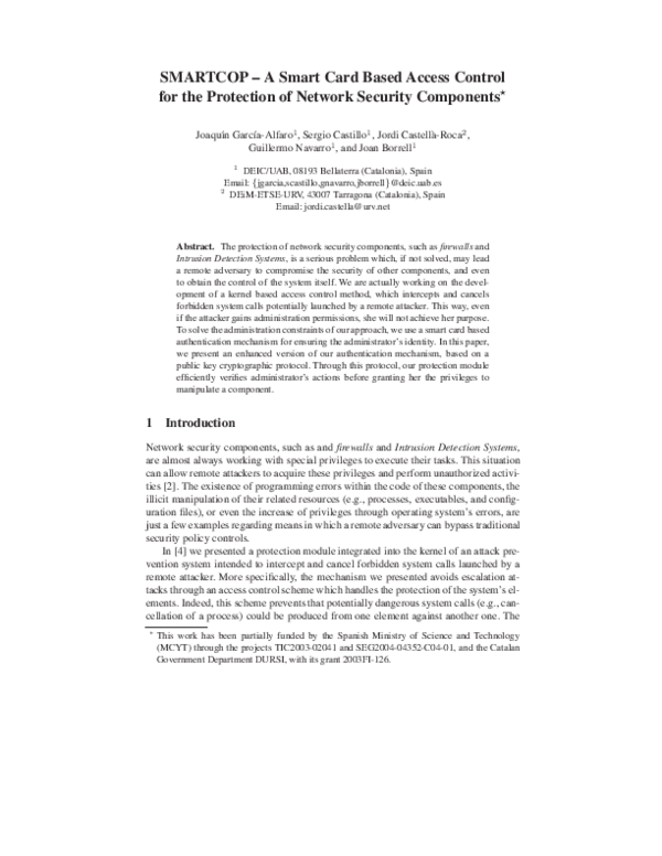 Pdf Smartcop A Smart Card Based Access Control For The Protection Of Network Security 4080