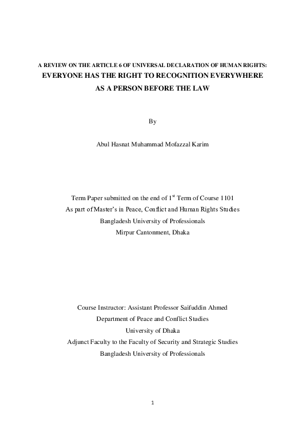 (PDF) EVERYONE HAS THE RIGHT TO RECOGNITION EVERYWHERE AS A PERSON ...