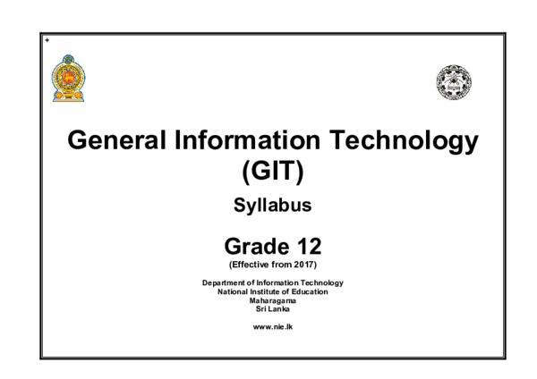 (PDF) General Information Technology (GIT) Syllabus Grade 12 (Effective from 2017