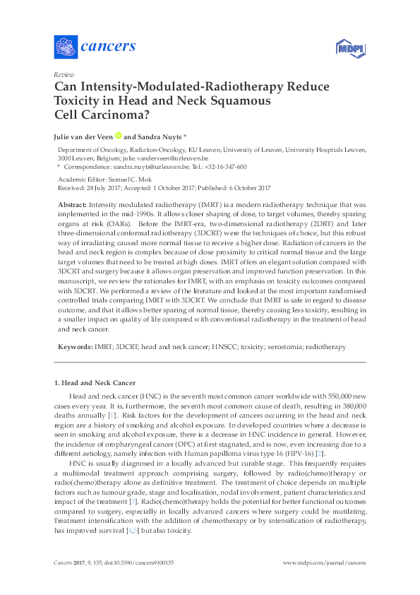 (PDF) Can Intensity-Modulated-Radiotherapy Reduce Toxicity in Head and ...