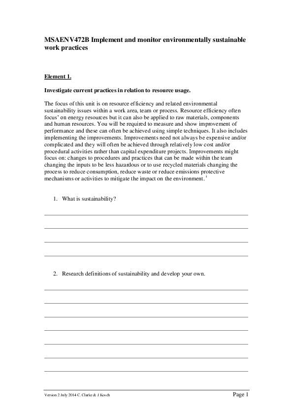 (PDF) MSAENV472B Implement and monitor environmentally sustainable work ...