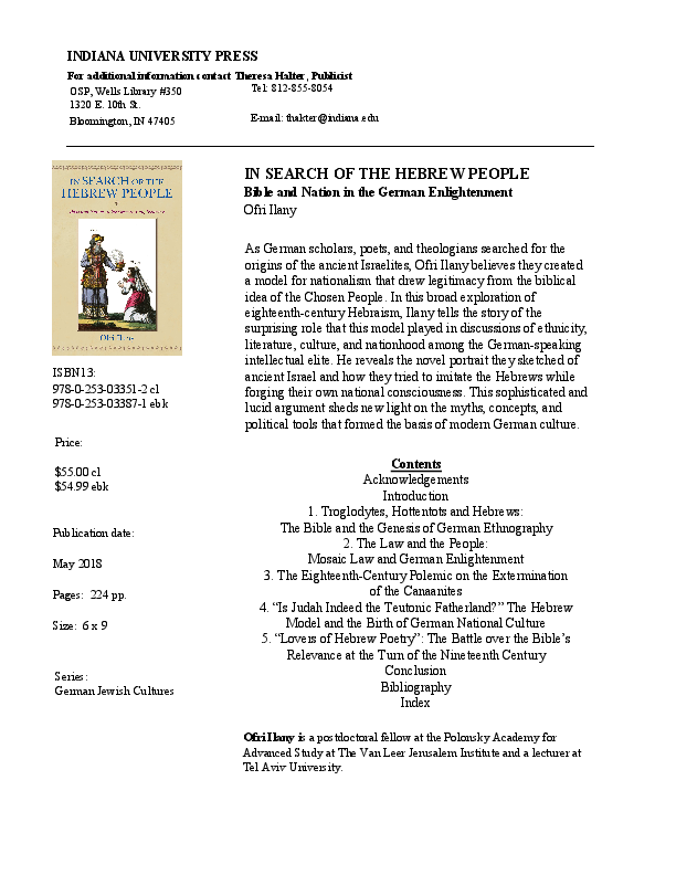(PDF) IN SEARCH OF THE HEBREW PEOPLE: Bible and Nation in the German ...