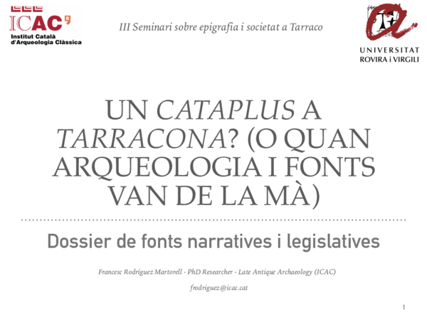 (PDF) Un cataplus a Tarracona? (o quan l'arqueologia i fonts van de la mà)