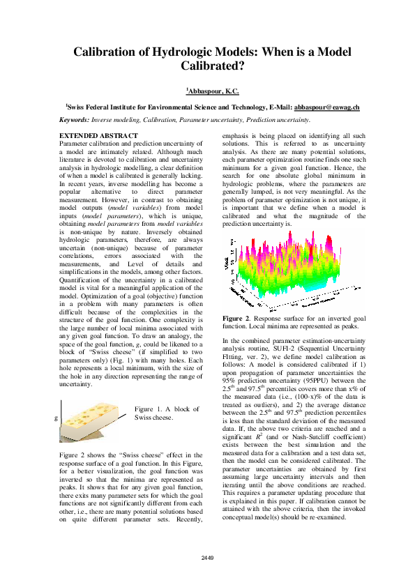 Pdf Calibration Of Hydrologic Models When Is A Model Calibrated Shivaraddy Rajoor