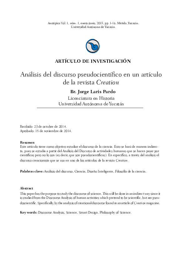 (PDF) Análisis del discurso pseudocientífico en un artículo de la ...